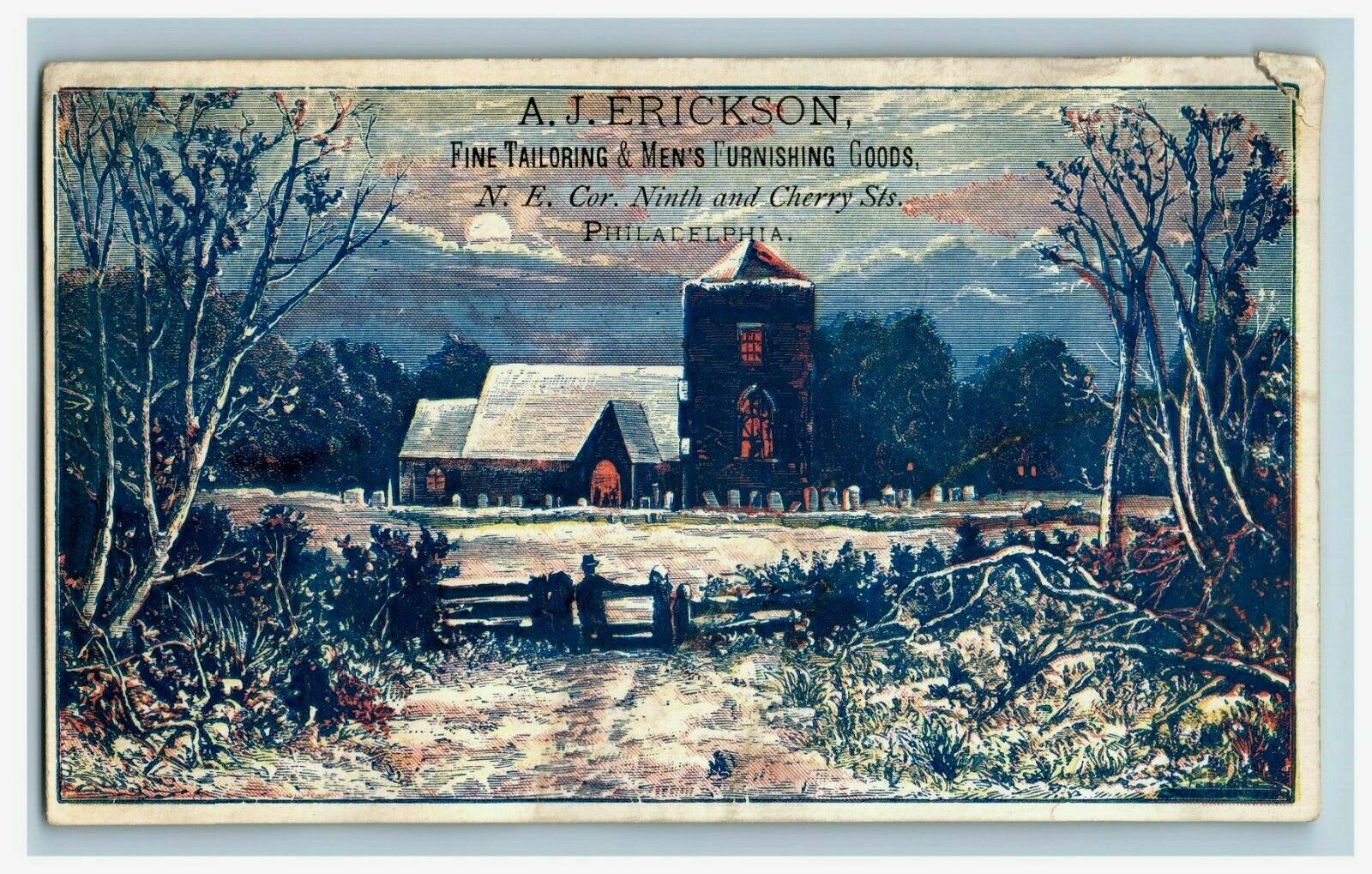 1870's A.J. Erickson Fine Tailoring Men's Furnishing Goods Night Moon ...