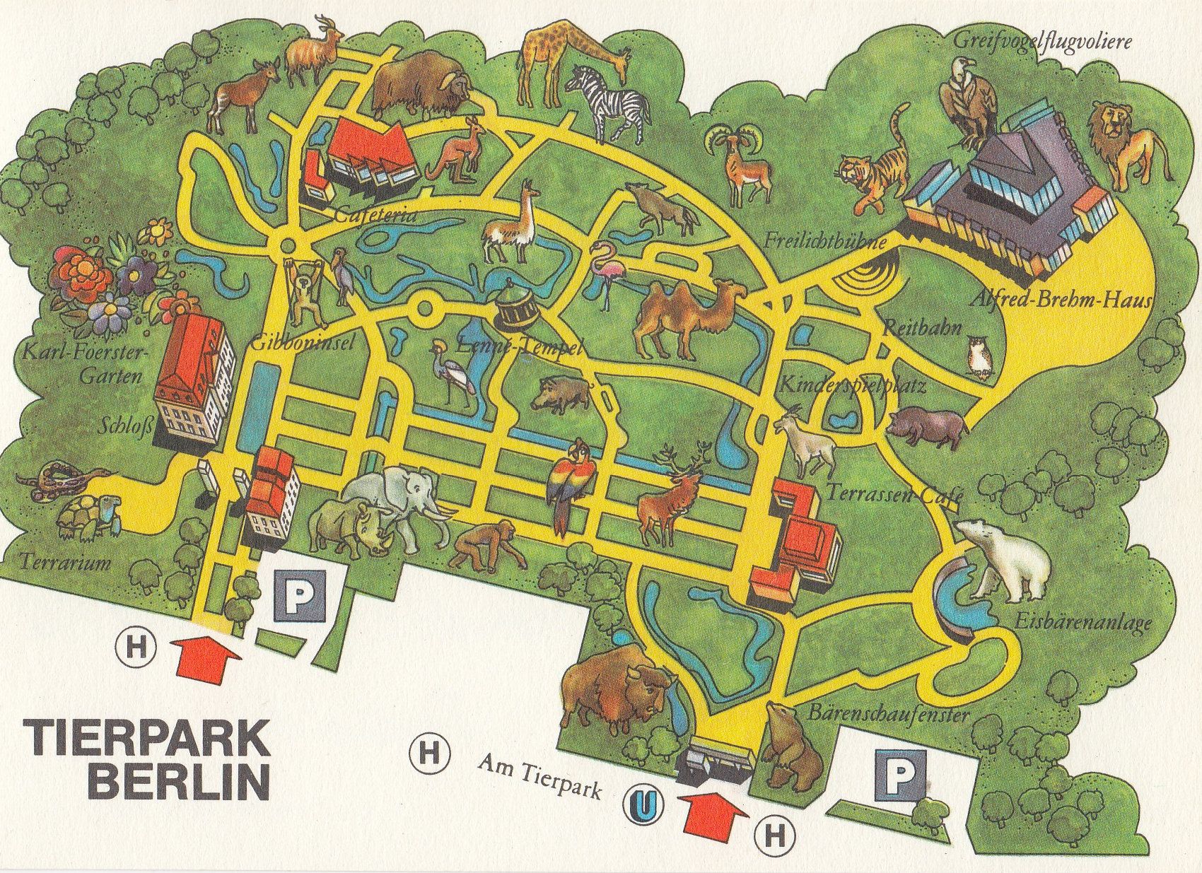 Tierpark Berlin AM German Zoo Wildlife Animal Sanctuary Karte Map ...