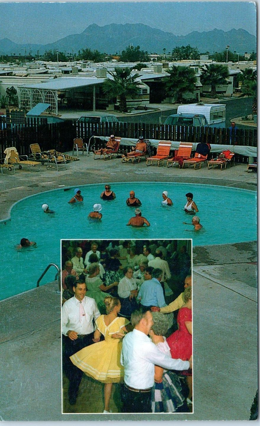 APACHE JUNCTION, AZ Arizona ROCK SHADOWS TRAILER RESORT Pool c1970s ...