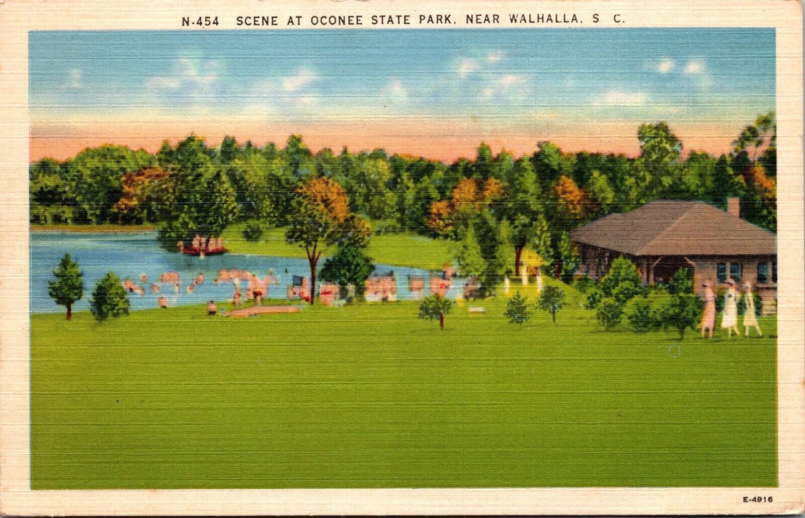 Vtg Walhalla South Carolina SC Oconee State Park Scene 1930s Linen ...