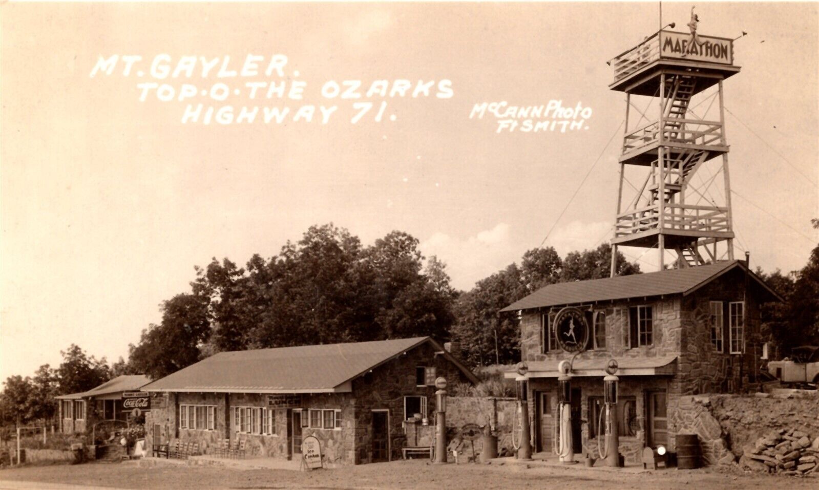 RPPC Mt Gayler Top Of The Ozarks Highway 71 Arkansas McCann Coca Cola ...