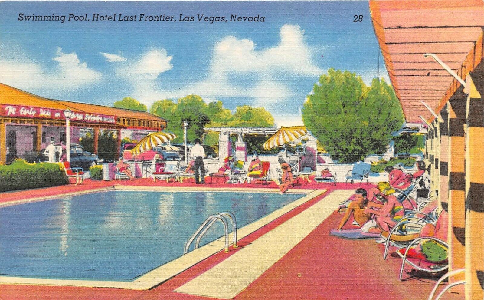 Las Vegas Nevada 1940s Postcard Swimming Pool Hotel Last Frontier ...