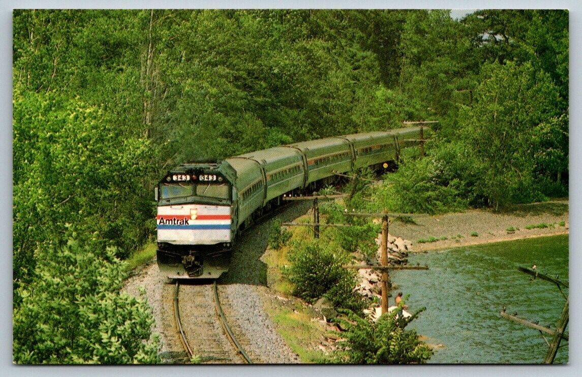 Vintage Railroad Train Locomotive Postcard - Amtrak The Adirondack ...