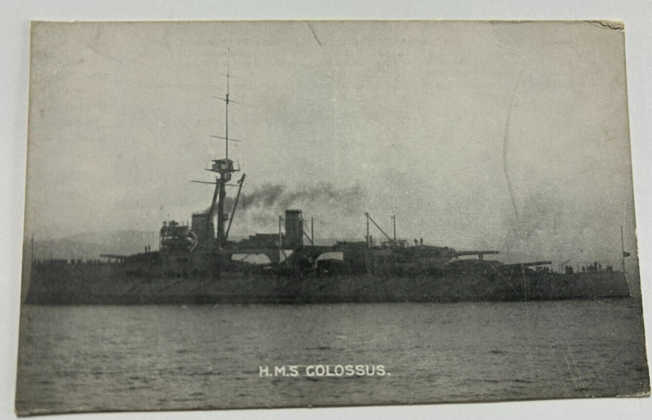 British Royal Navy HMS Colossus Battleship RPPC c.1910s WWI | Other ...
