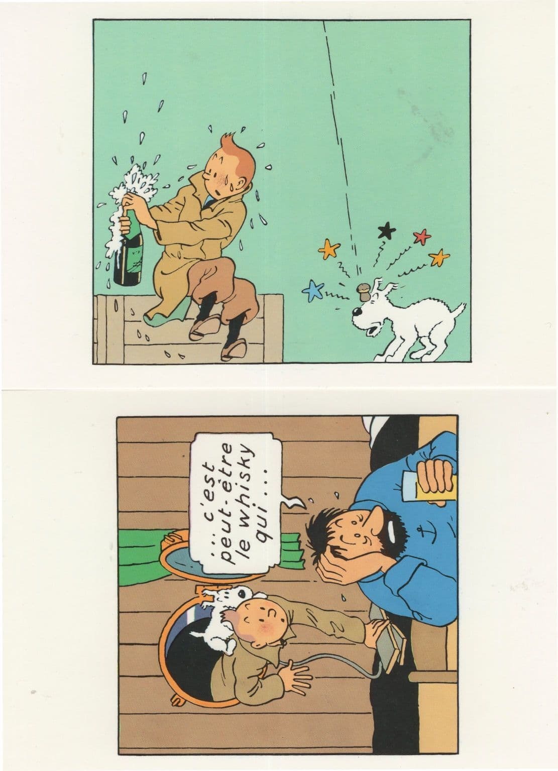 Tintin Drunk Whisky 2x French Comic Strip Postcard s | Topics ...