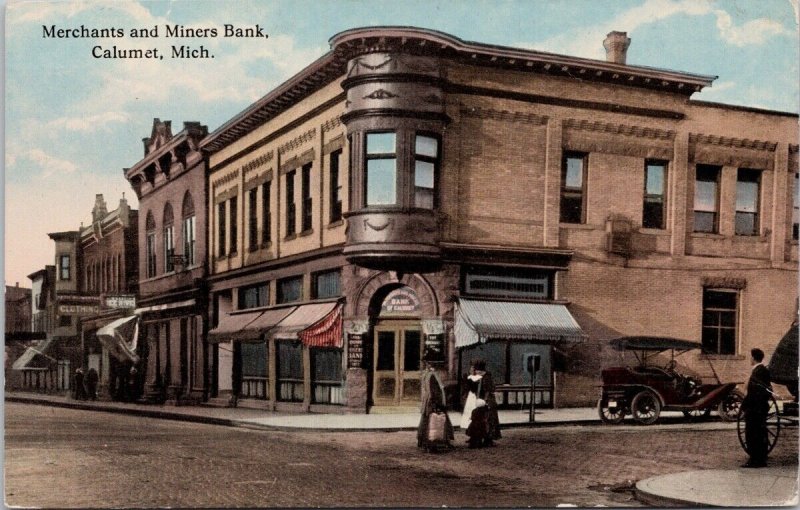Calumet Michigan Merchants and Miners Bank MI Unused Postcard H31 ...