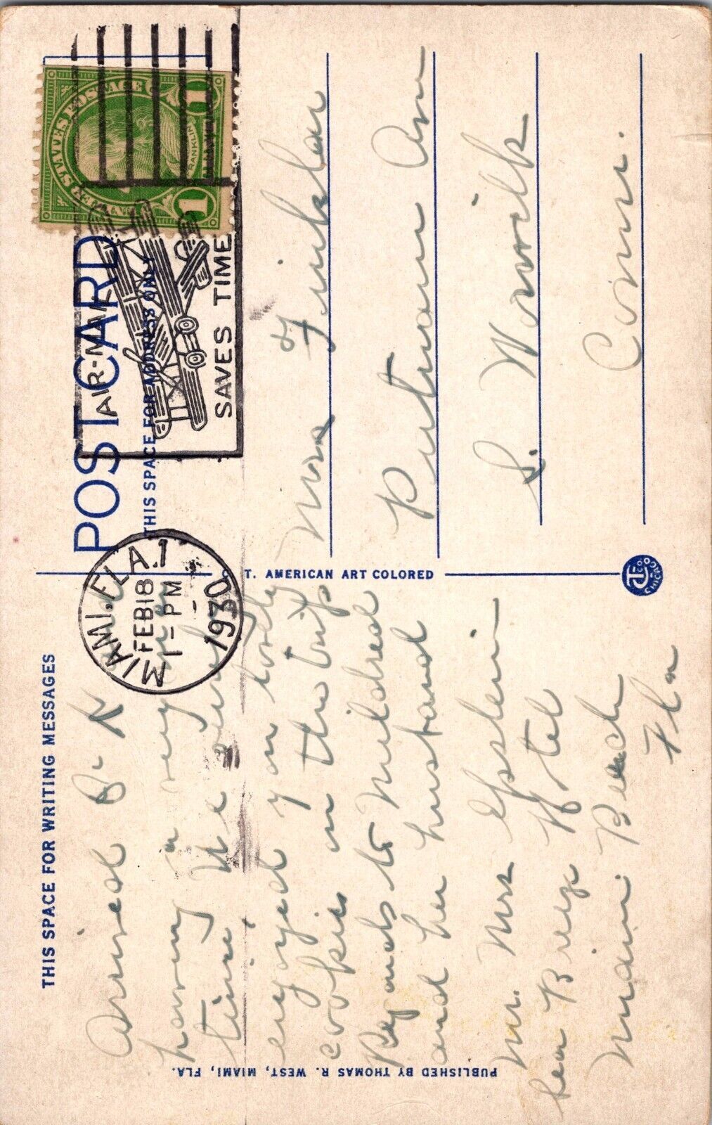 1930 Miami FL-Florida Ponce De Leon Plaza Coral Gables Vintage Postcard ...