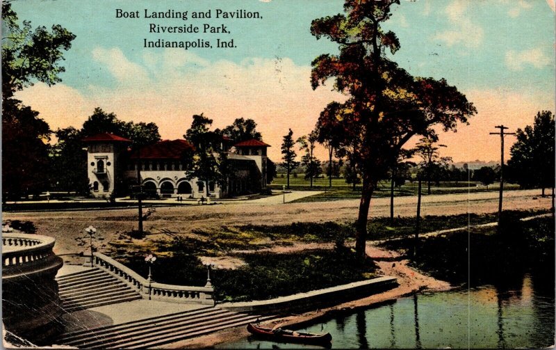 Postcard Boat Landing and Pavilion Riverside Park in Indianapolis ...
