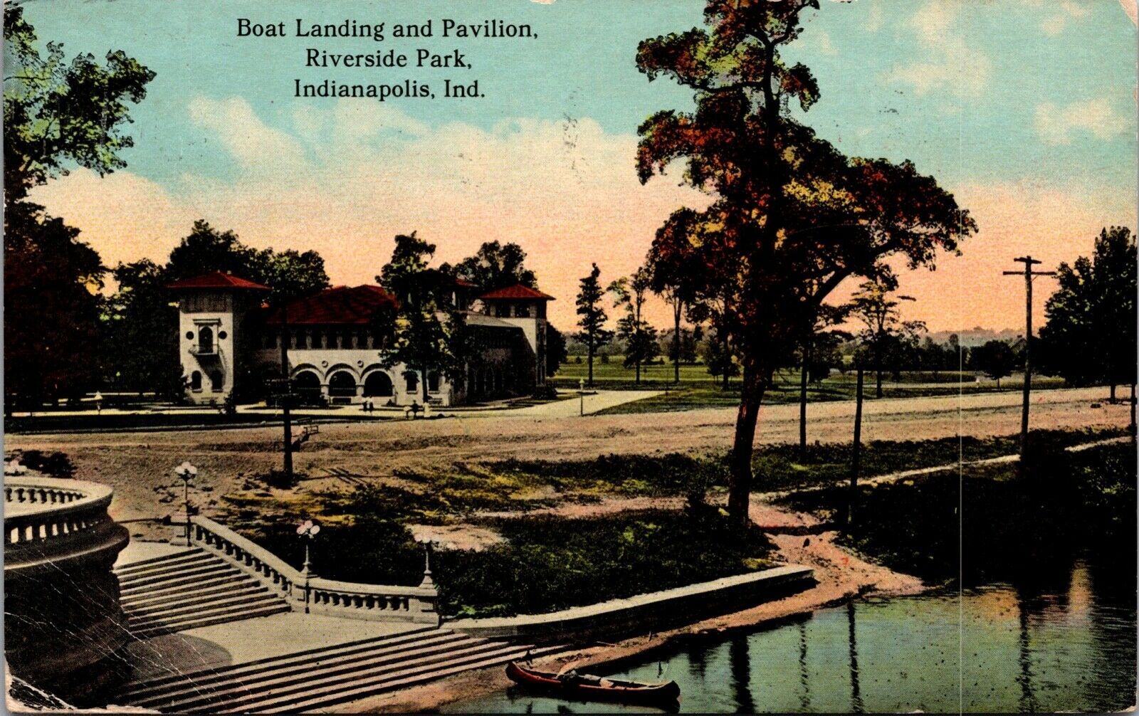 Postcard Boat Landing and Pavilion Riverside Park in Indianapolis ...