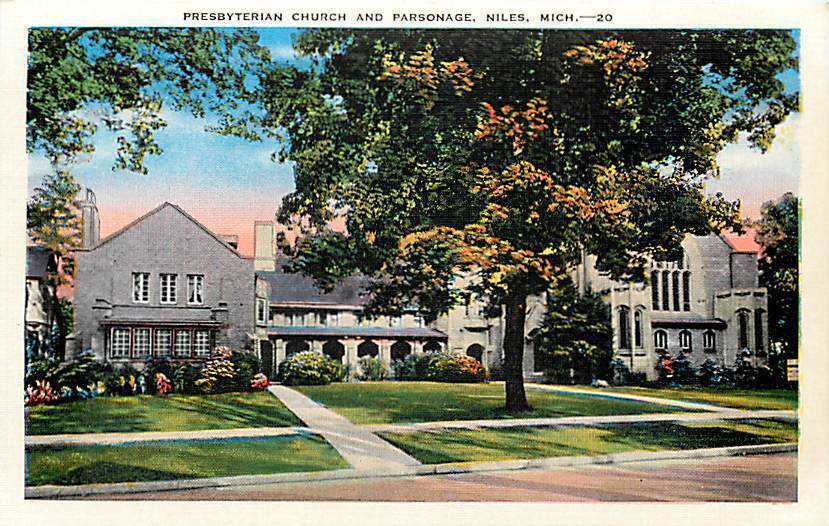 MI, Niles, Michigan, Presbyterian Church & Parsonage, Kropp Co No 9432 ...