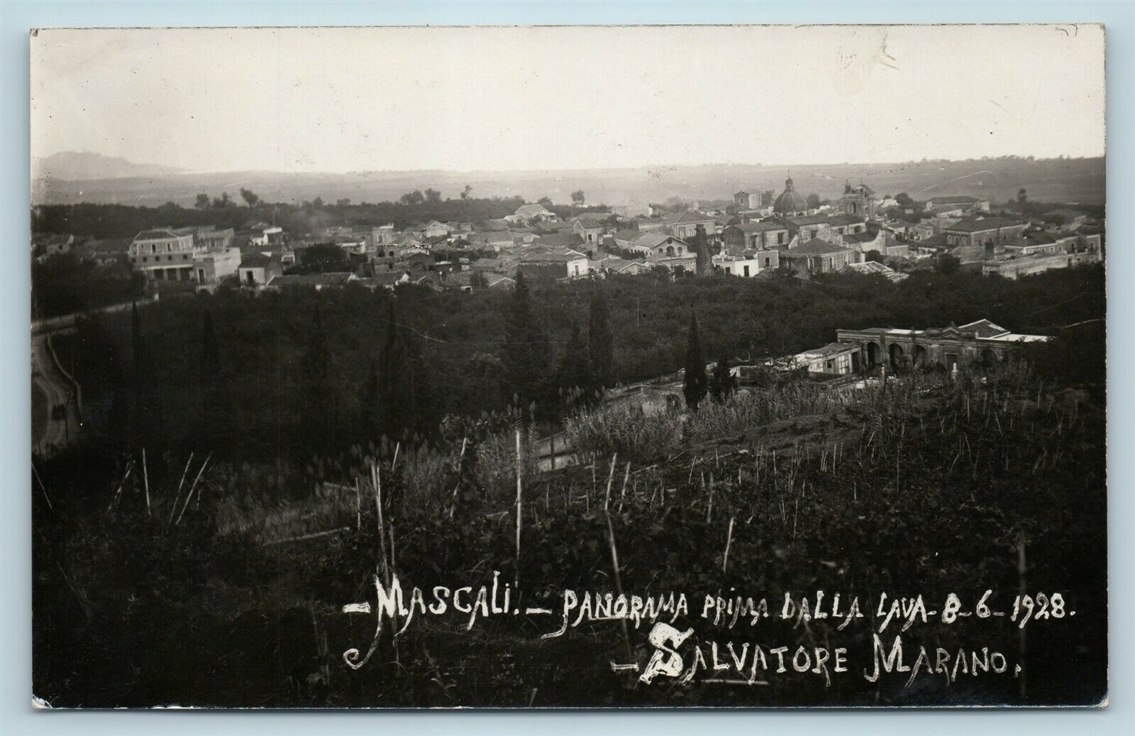 Postcard Italy Mascali Sicily Panorama Prima Della Lava 1928 RPPC S ...