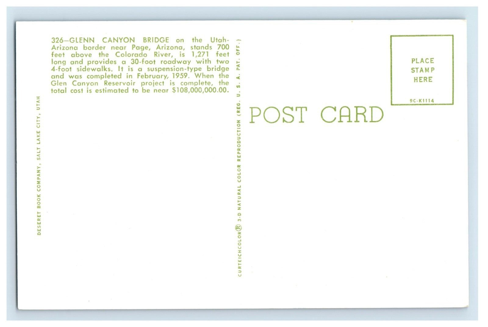 Vintage Glenn Canyon Bridge Arizona Postcard P203E | United States ...