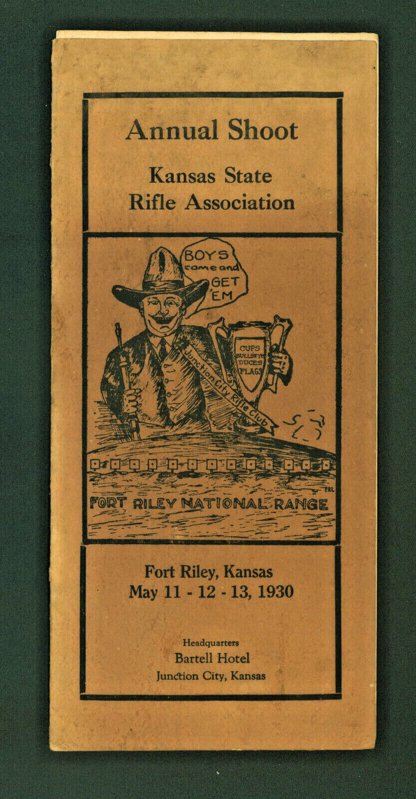 Annual Shoot Kansas State Rifle Association Fort Riley KS Vintage 1930 ...