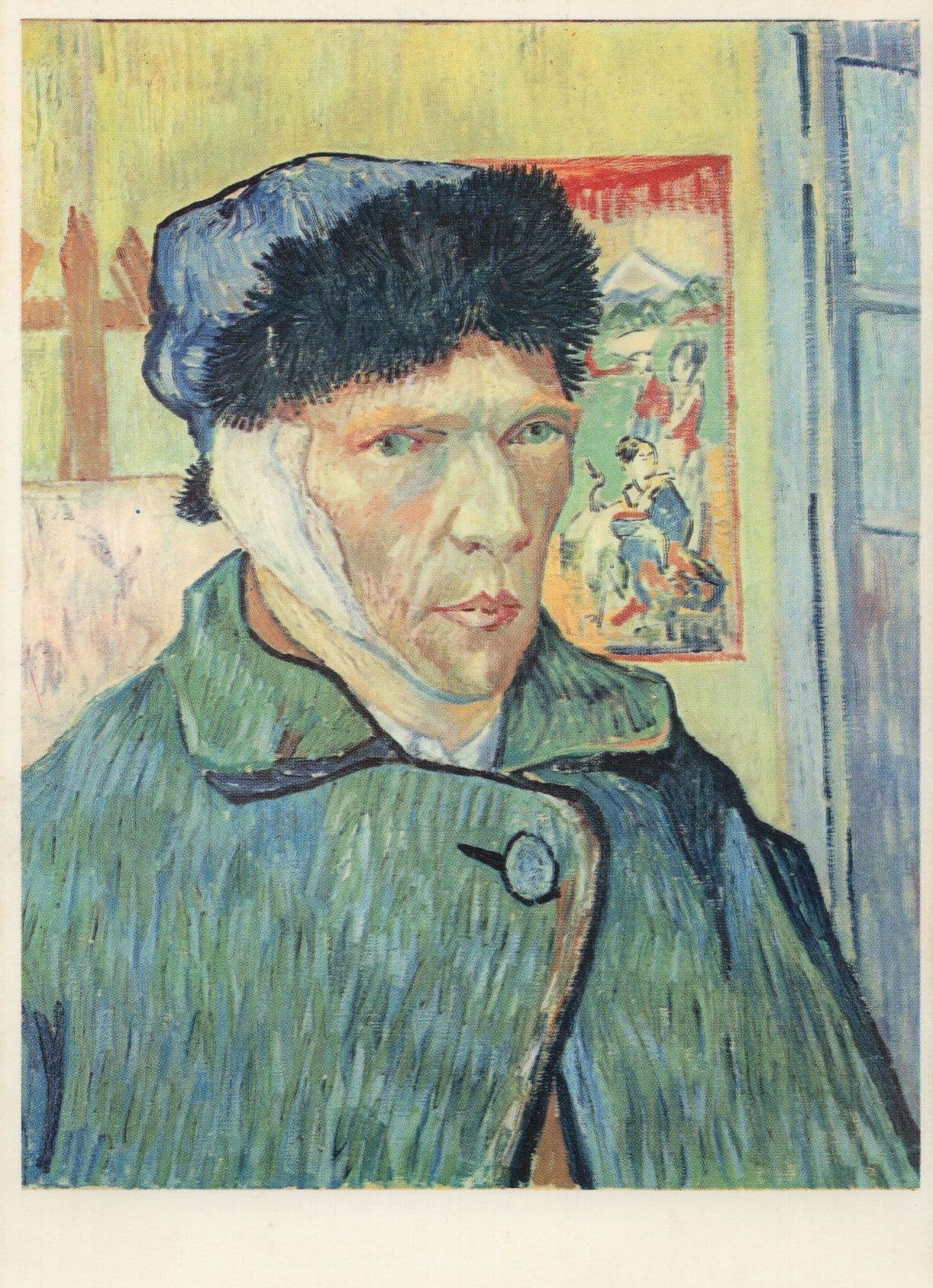 Van Gogh Portrait Of The Artist With Severed Ear Painting Postcard ...