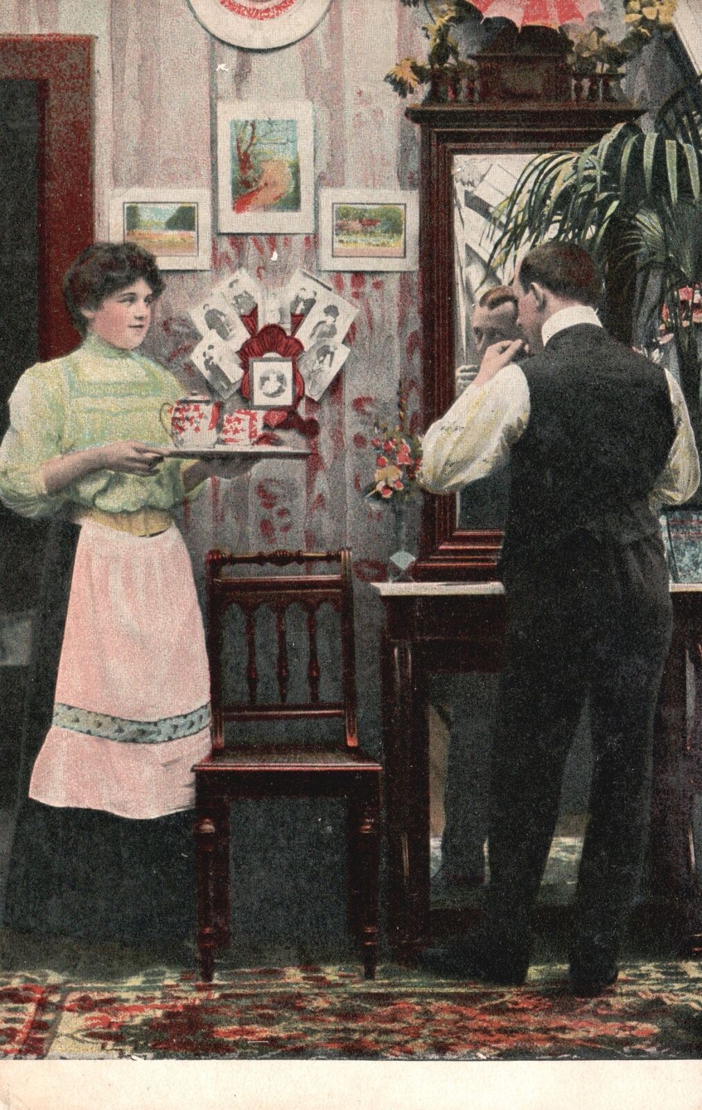 Vintage Postcard 1908 Girl Maid Assistant Delivers Hot Teapot To ...