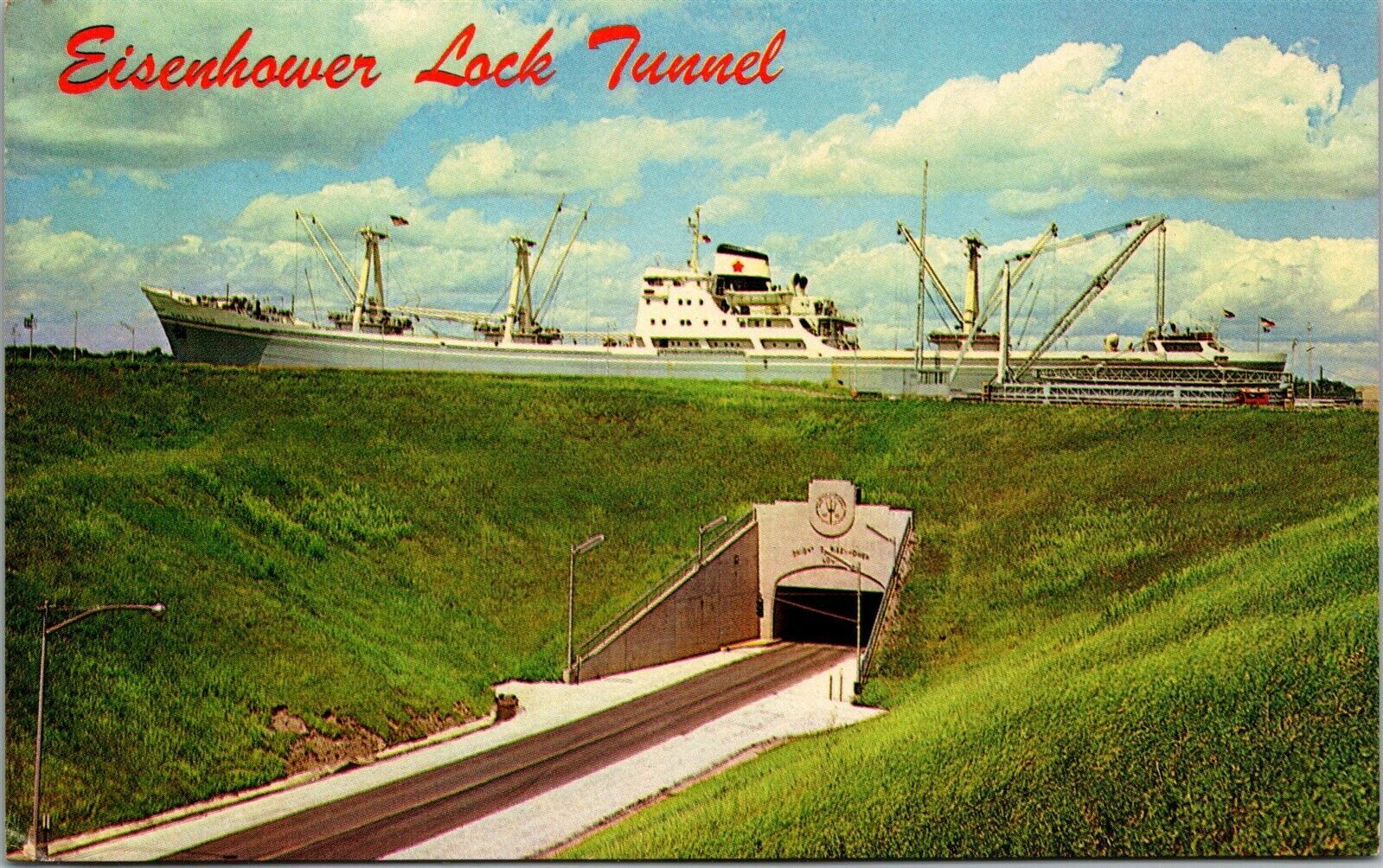Vtg Massena NY Eisenhower Lock Tunnel Ship St Lawrence Seaway 1950s ...