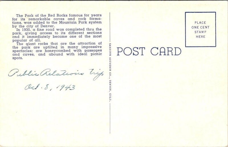 Vintage Colorado Postcard - Red Rocks Amphitheatre - Denver Mountain ...