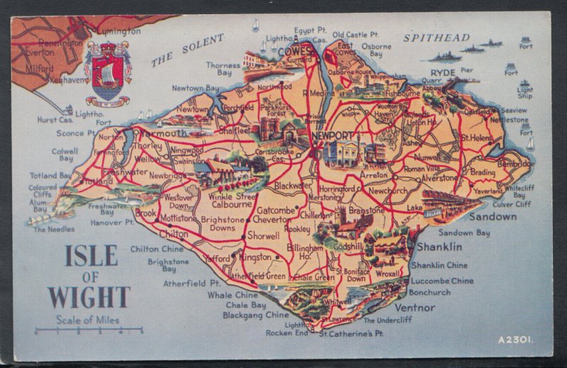 Maps Postcard - Map of The Isle of Wight RS14747 | Europe - United ...