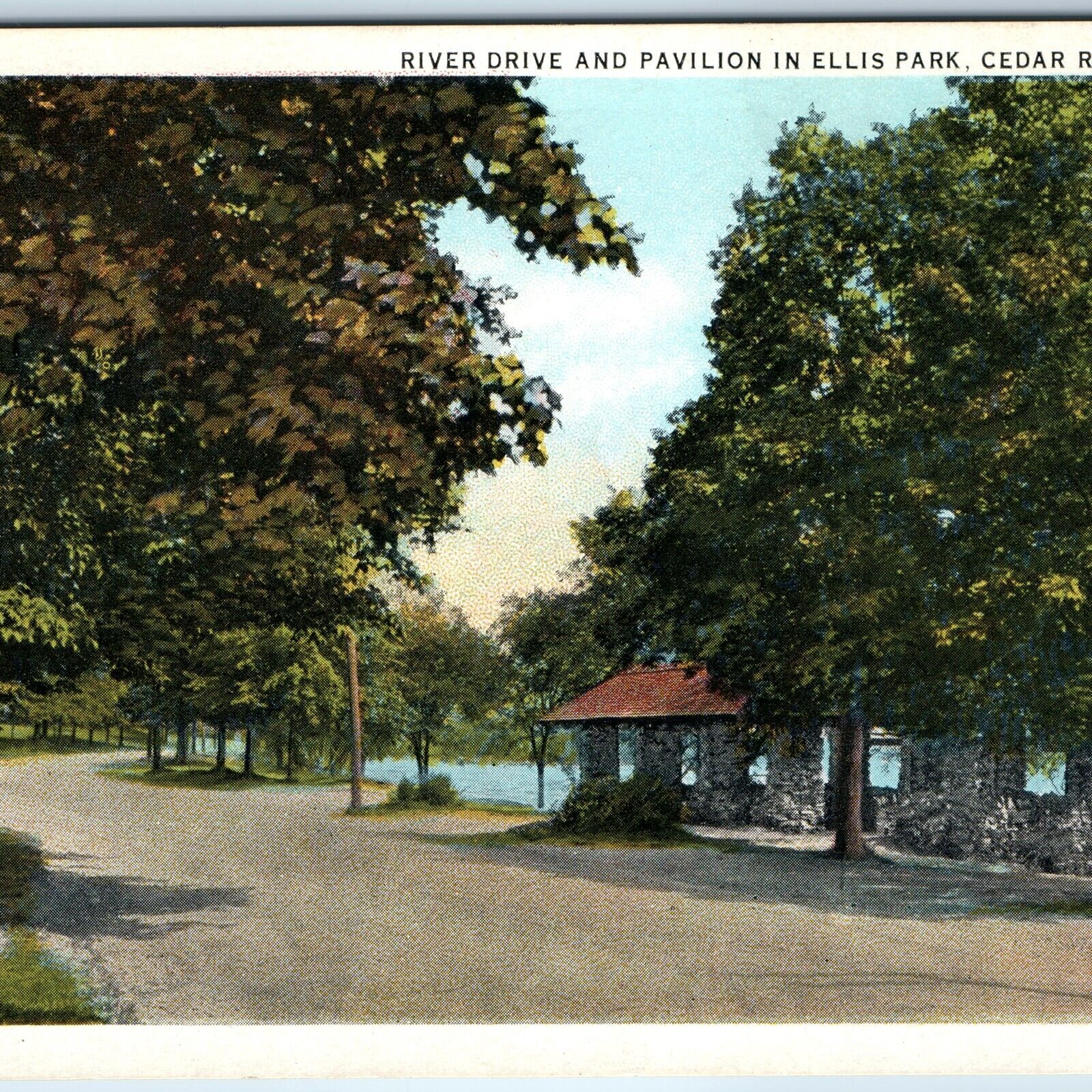 1931 Cedar Rapids, IA River Drive Pavilion Ellis Park Shelter UNP Iowa ...
