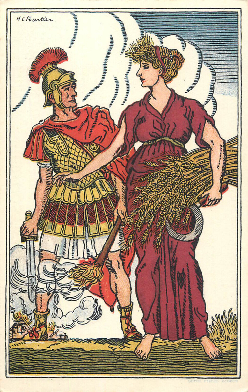 Swiss propaganda, Roman soldier artist H. C. Fourtier 1916 | Asia ...