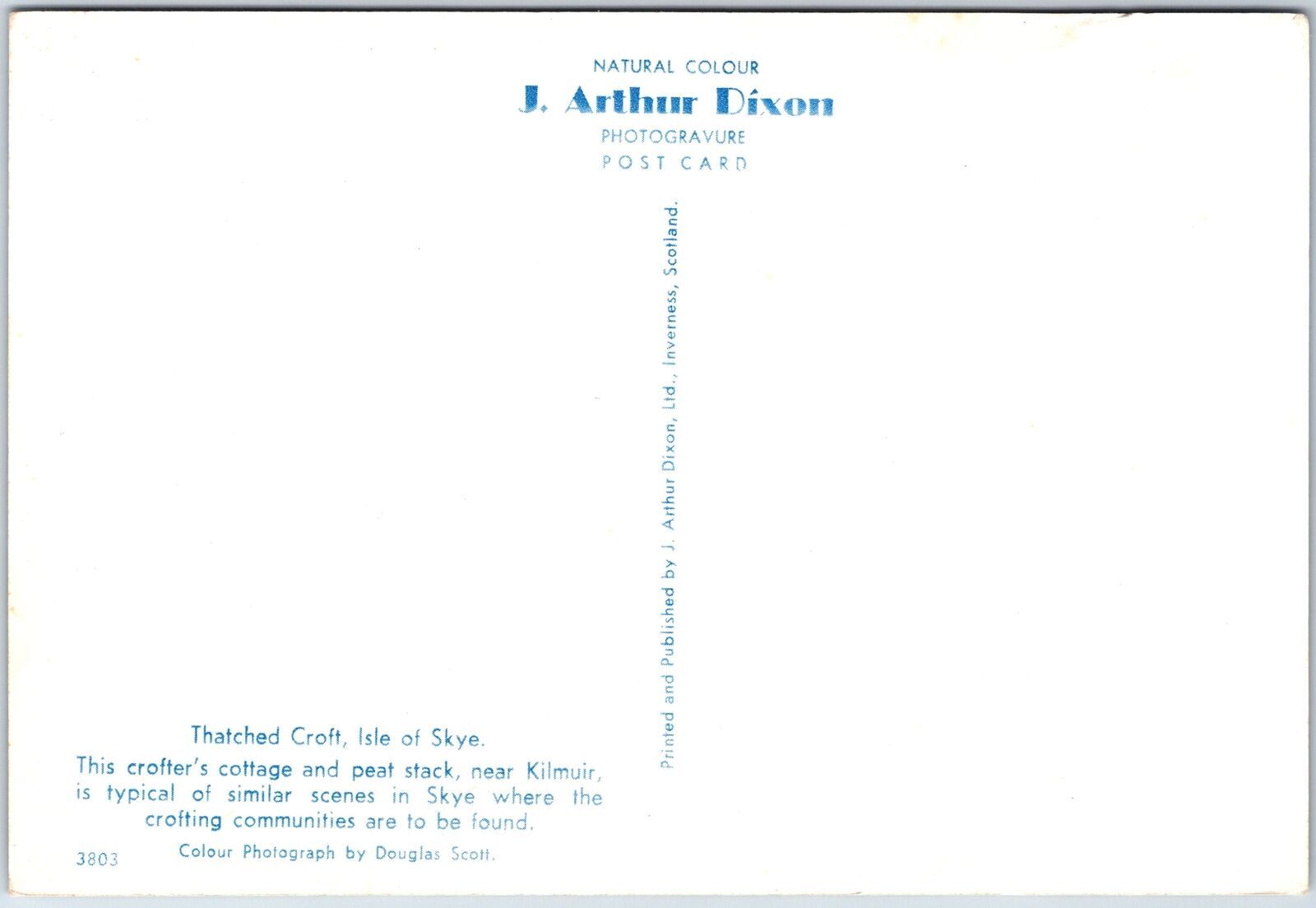 Vintage Continental Sized Postcard Thatched Croft Isle of SKY Scotland ...