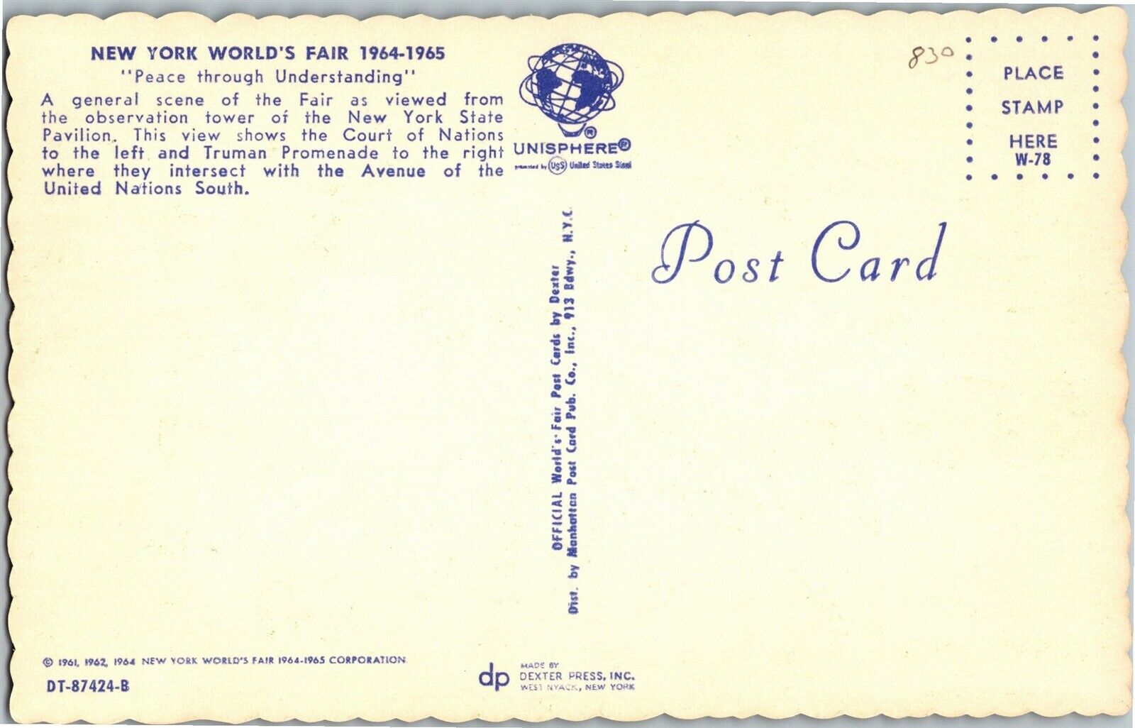 View New York World's Fair Fairgrounds Pavilions Vintage Postcard N03 ...