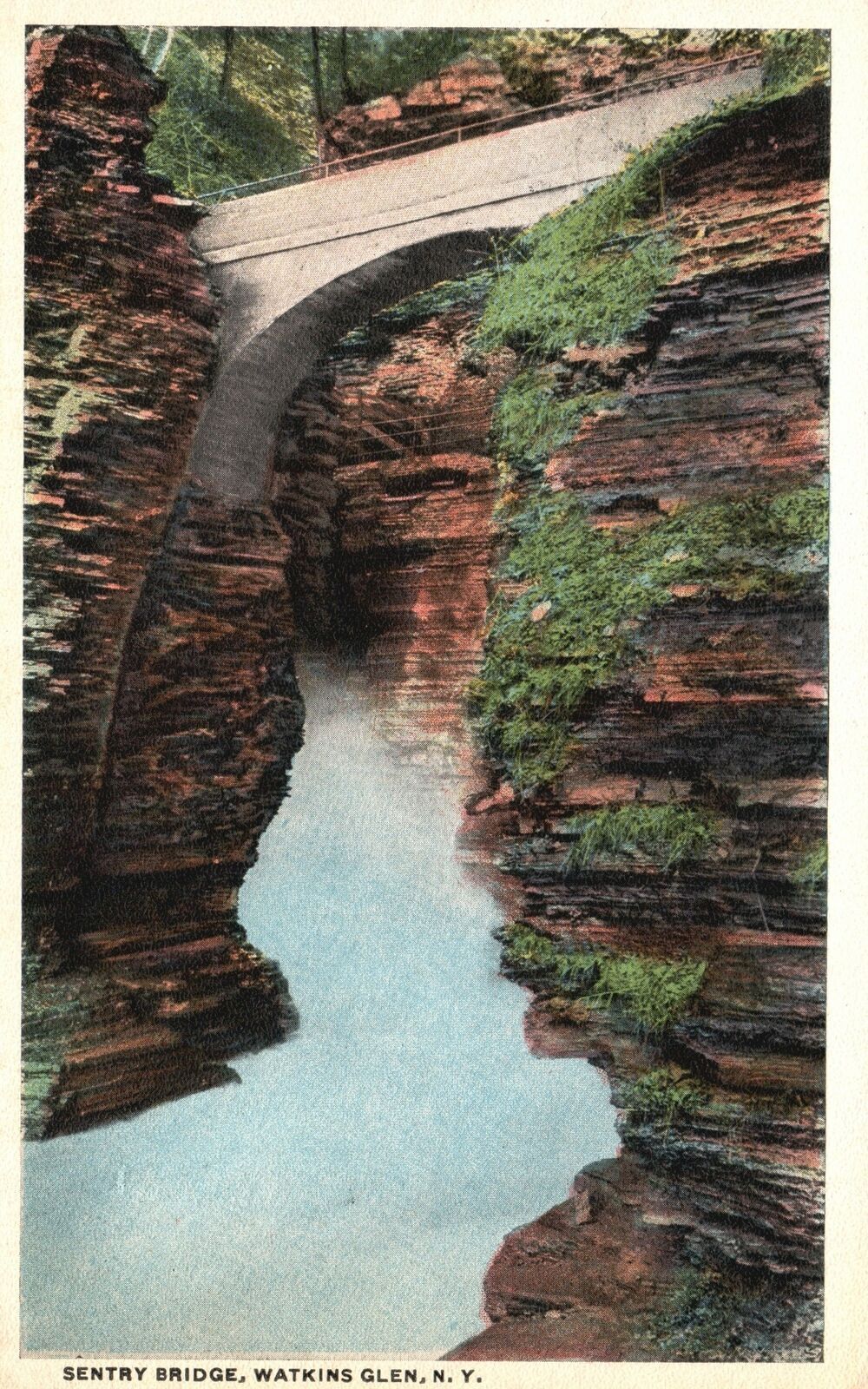 Vintage Postcard Sentry Bridge Watkins Glen New York NY C. T. American ...