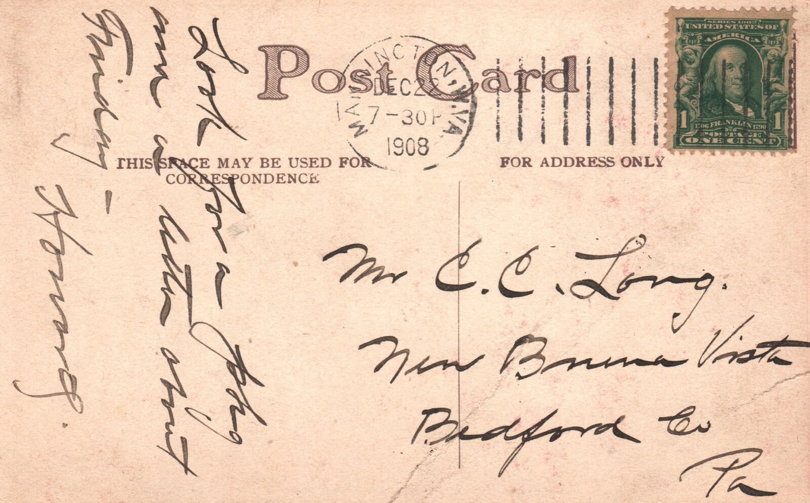 Vintage Postcard 1908 Best Wishes Greetings Card Holding Horseshoe with ...