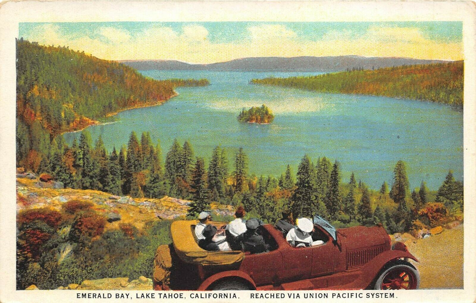 Lake Tahoe California 1920s Union Pacific Railroad Postcard Emerald Bay ...