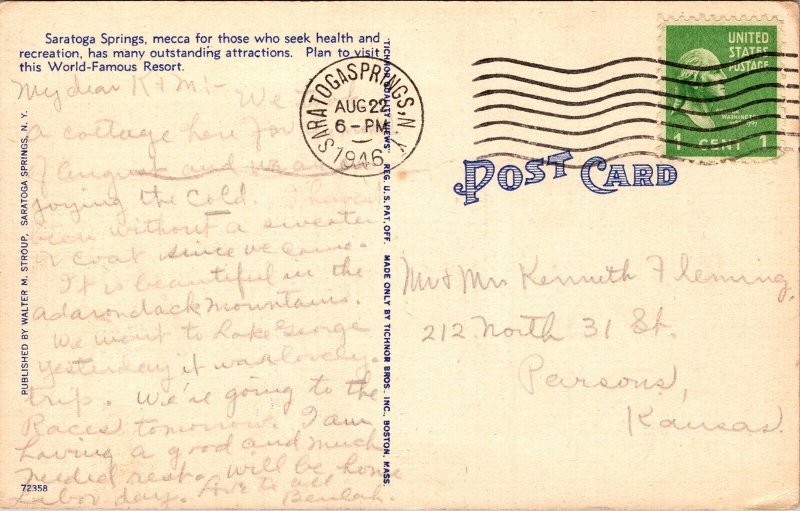 Island Spouter Geyser Park Saratoga Springs NY New York Linen Postcard ...