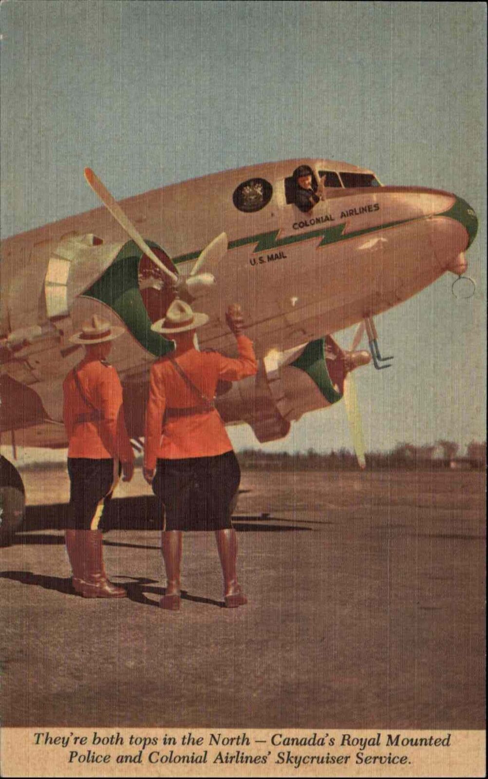 Colonial Airlines Airplane RCMP Canadian Mounted Police Linen Adv ...