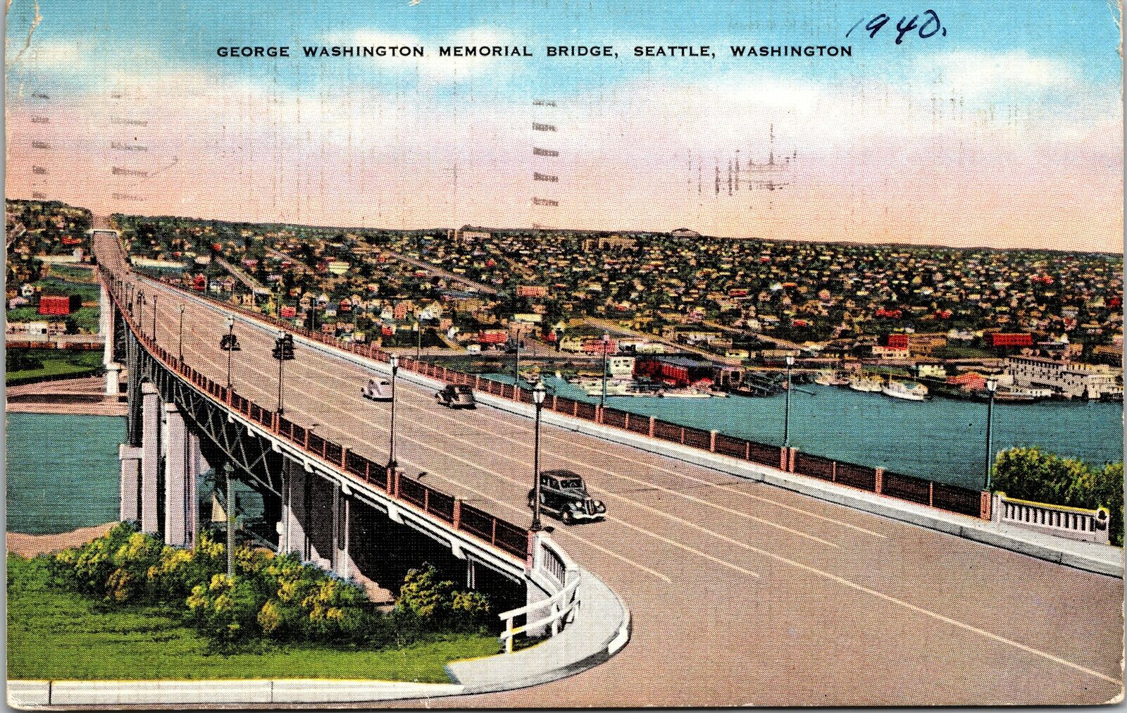 Vintage Postcard George Washington Memorial Bridge Seattle Washington ...