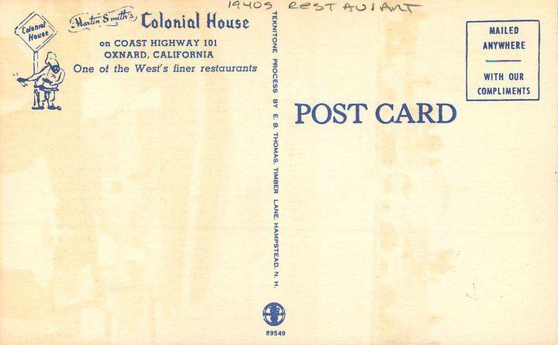 Colonial House roadside 1940s Restaurant Oxnard California Thomas ...