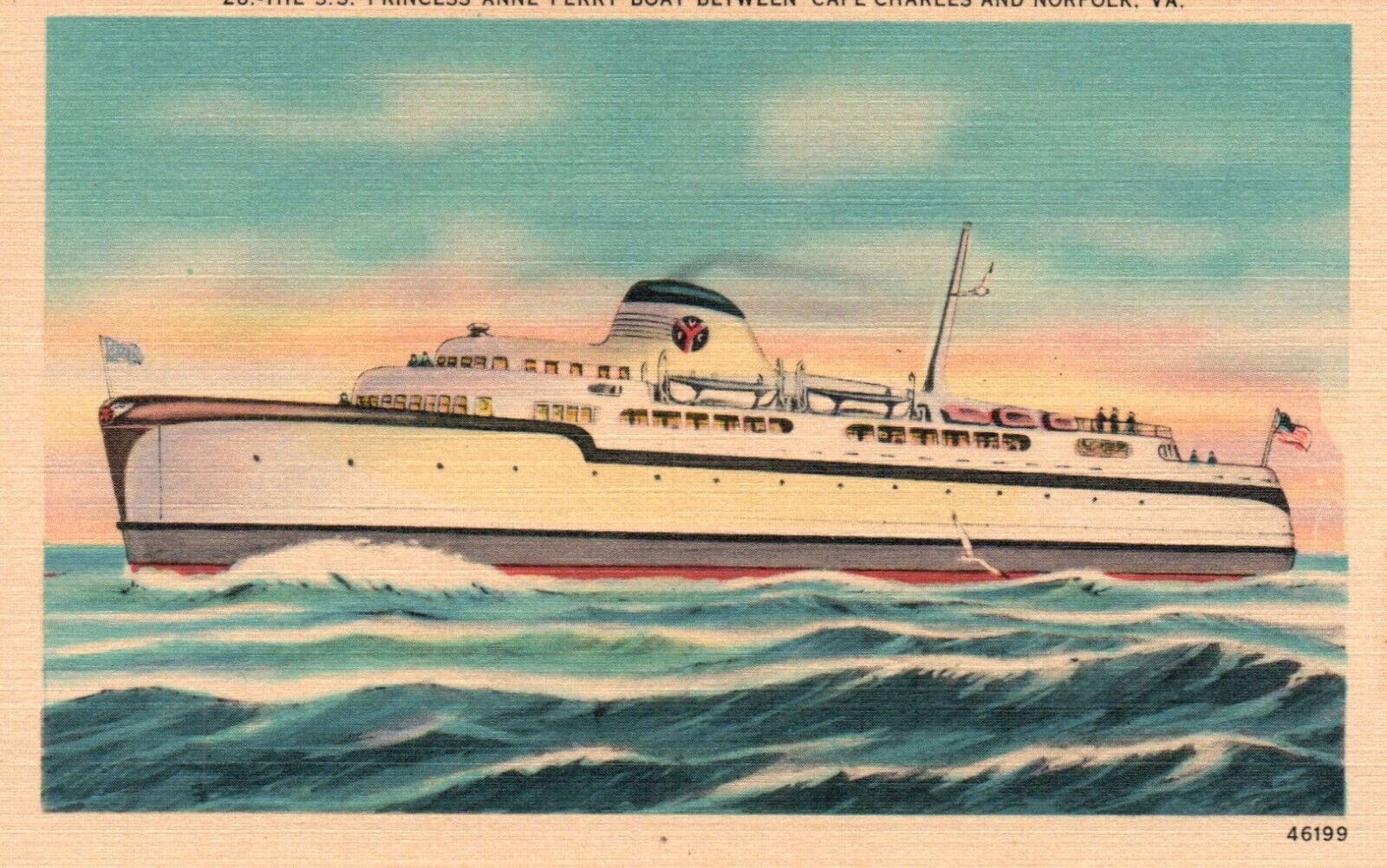 Postcard VA b/w Cape Charles & Norfolk SS Princess Anne Ferry Boat PC ...