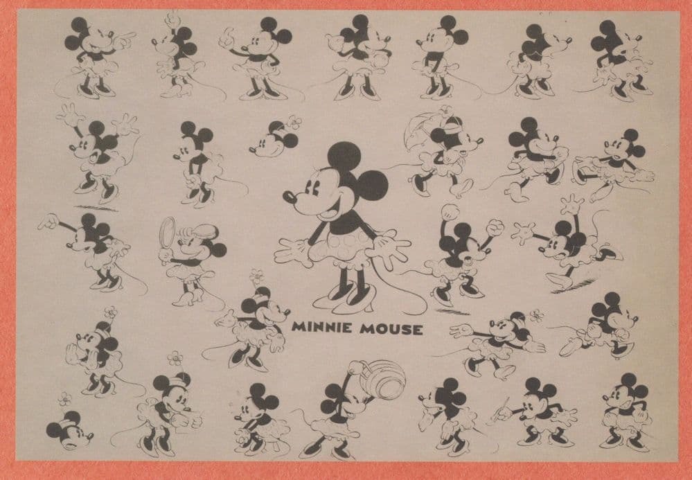 Minnie Mouse Antique Cartoon Model Sheet Walt Disney Postcard | Topics ...
