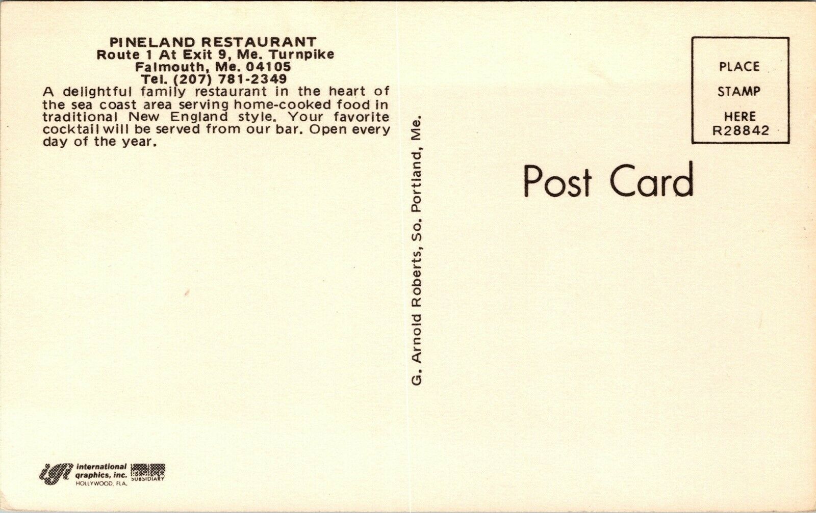 Vtg Falmouth Maine ME Pineland Restaurant Multiview Exterior Interior ...