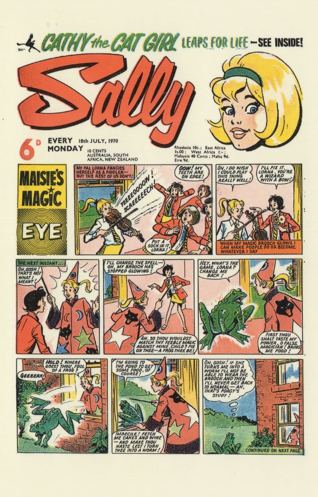 Magic Violin Spell Giant Frog Toad Wicca Sally 1970s Comic Book ...