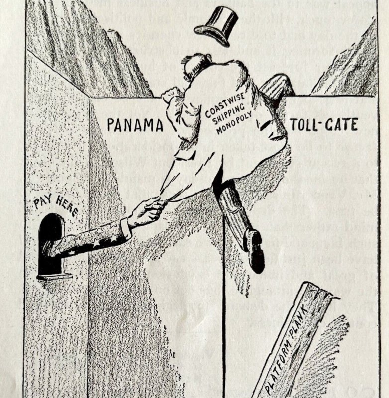 1914 The Deadhead Nelson Harding Political Cartoon WW1 Panama Toll Gate ...