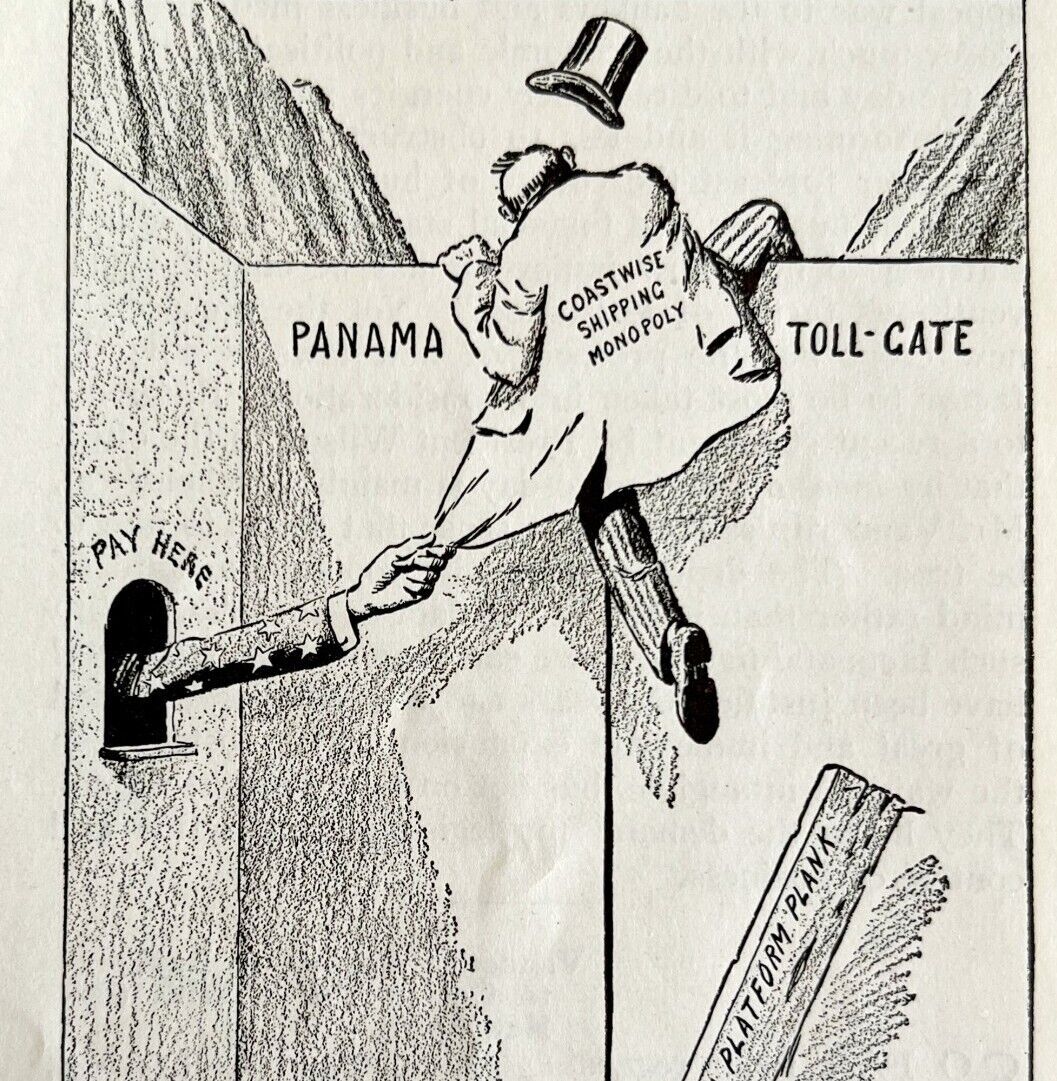 1914 The Deadhead Nelson Harding Political Cartoon WW1 Panama Toll Gate ...