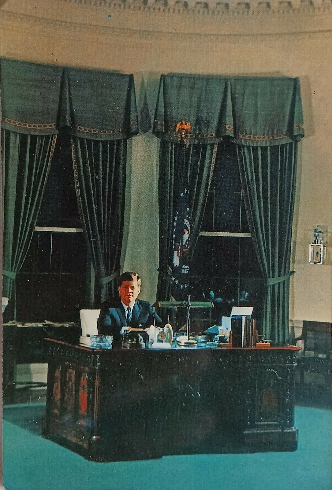 President John F Kennedy White House Office Plastichrome Postcard ...