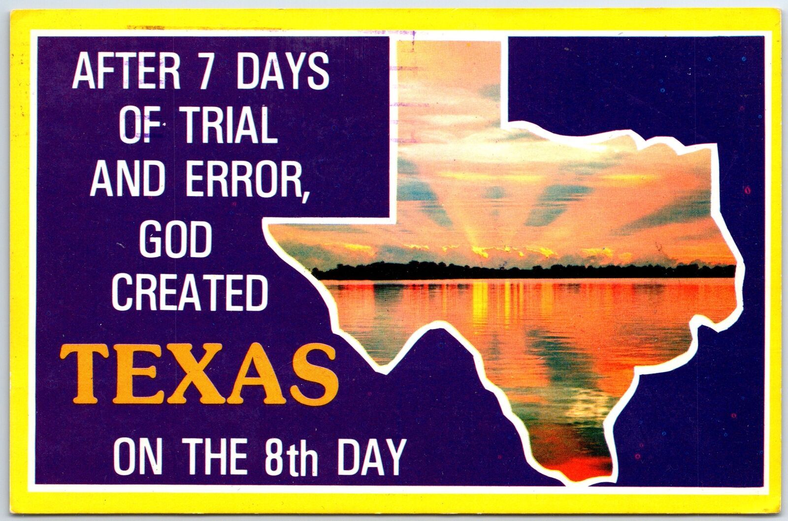 Vintage Postcard "God Created Texas on the 8th Day" State MAP Humor ...