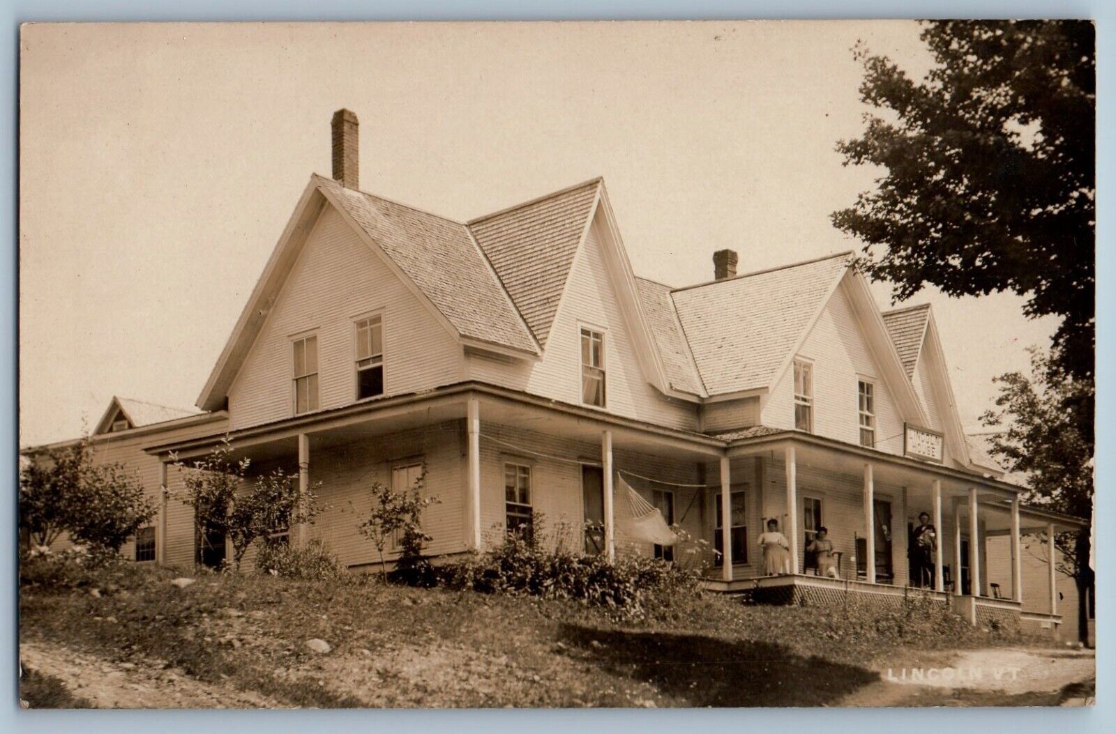 Lincoln Vermont VT Postcard RPPC Photo House Exterior View Hammock 1909 ...