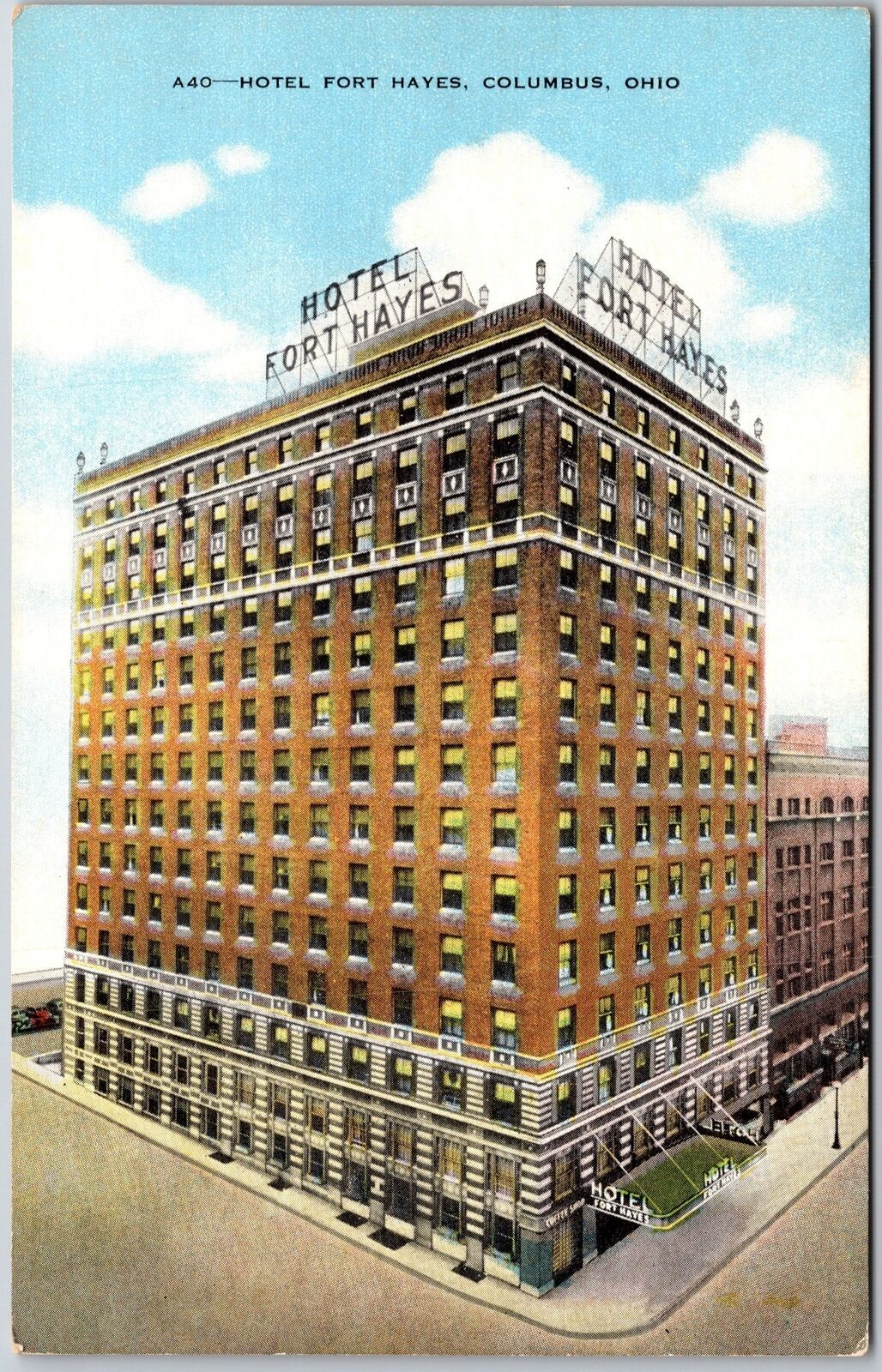 Columbus Ohio, Hotel Fort Hayes Building, Corner Street Road, Vintage ...