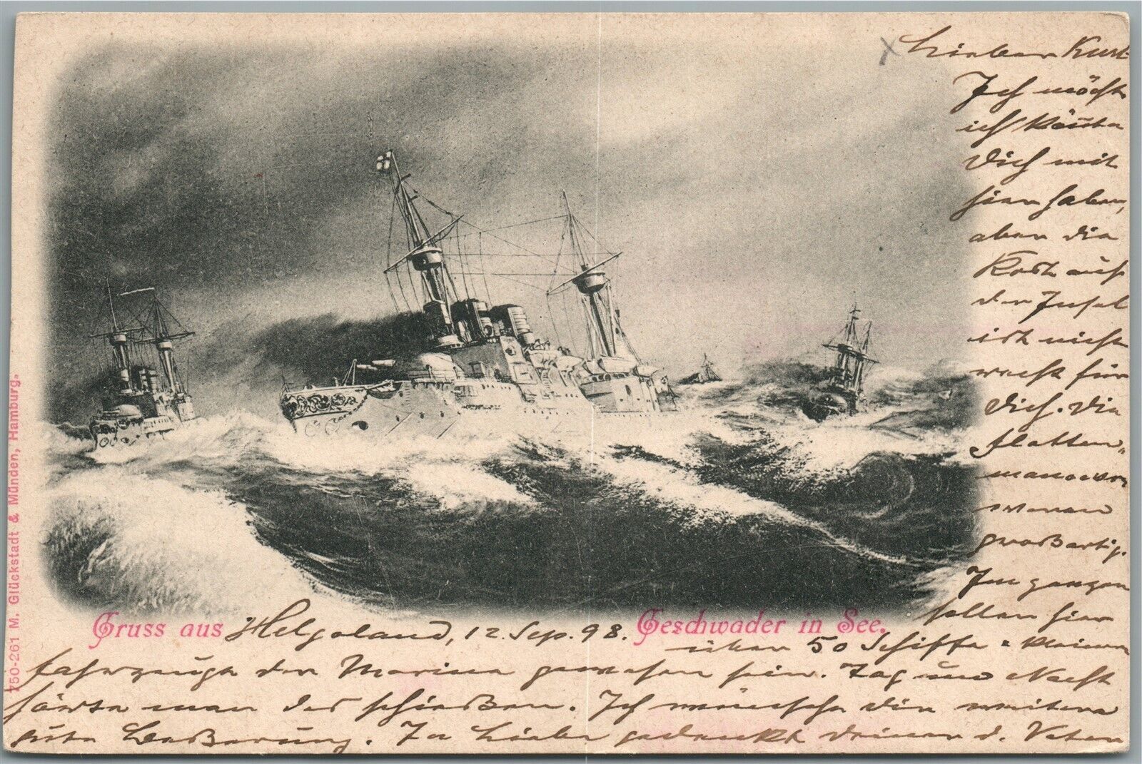 German Ships in Storm 1898 Antique Postcard | United States - Indiana ...