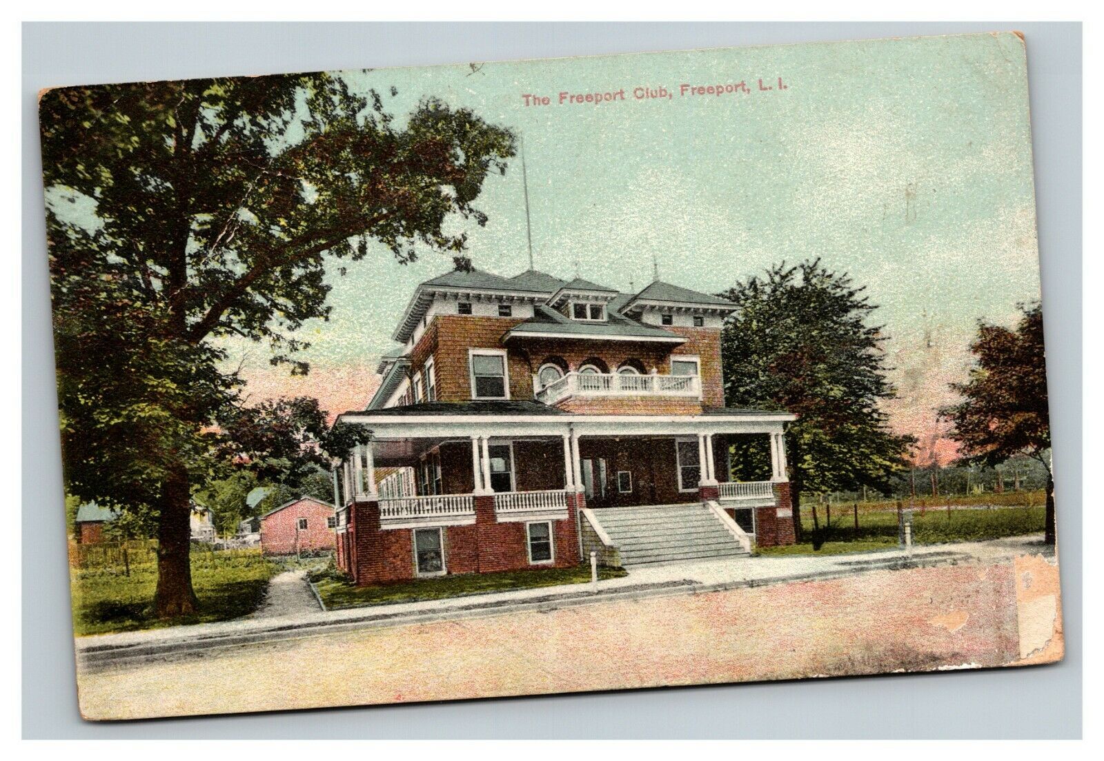Vintage 1912 Colorized Photo Postcard Freeport Club Freeport Long ...