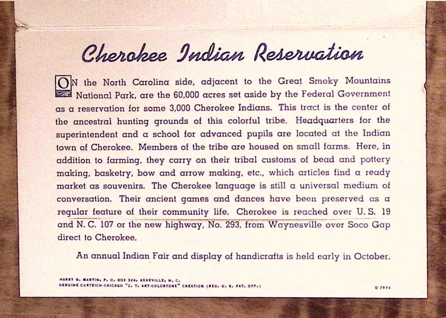1930s Cherokee Indian Reservation NC Tourist Fold OUT Souvenir Postcard ...