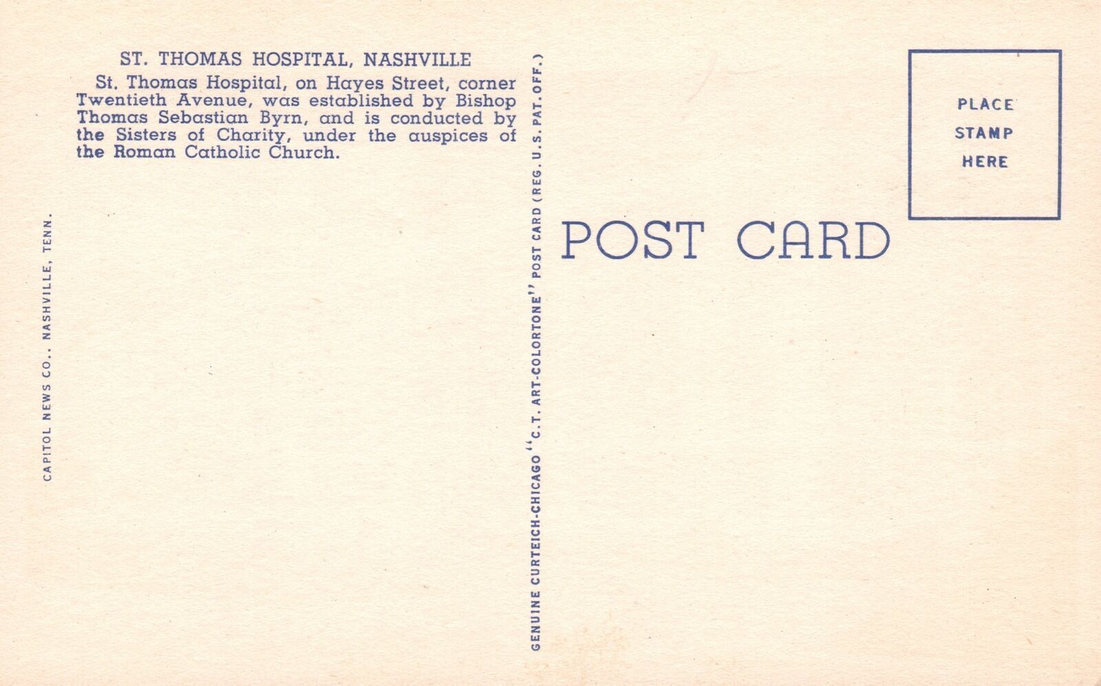 St. Thomas Hospital Nashville TN-Tennessee Front View Vintage Postcard ...