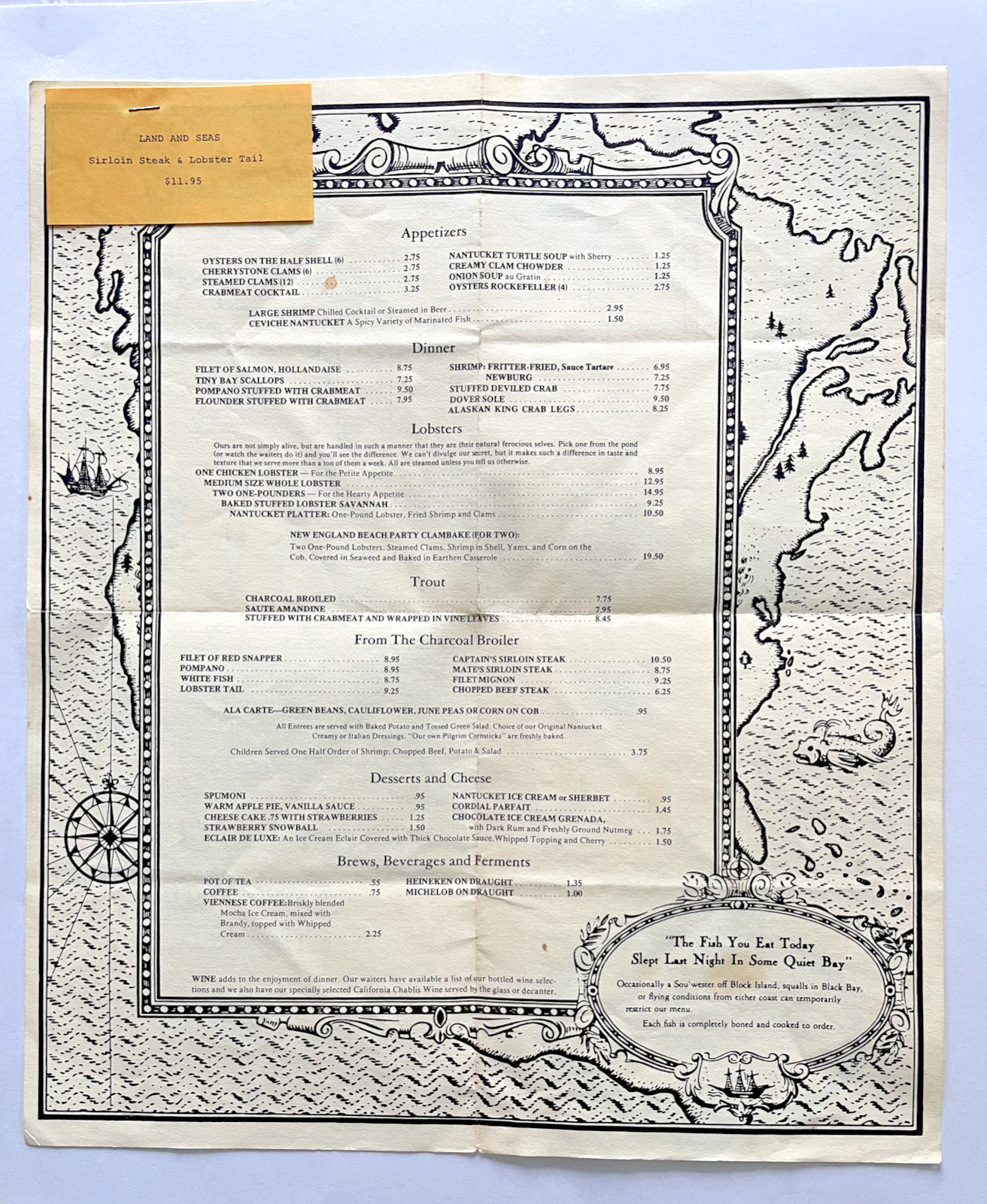 Vintage 70s Nantucket Cove Restaurant Treasure Map & Menu Chicago ...