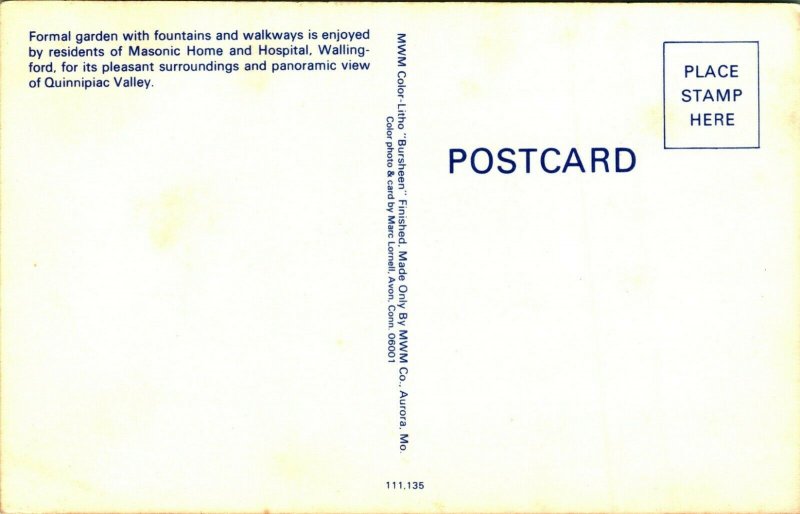 Formal Gardens Masonic Home and Hospital Wallingford CT Chrome Postcard ...