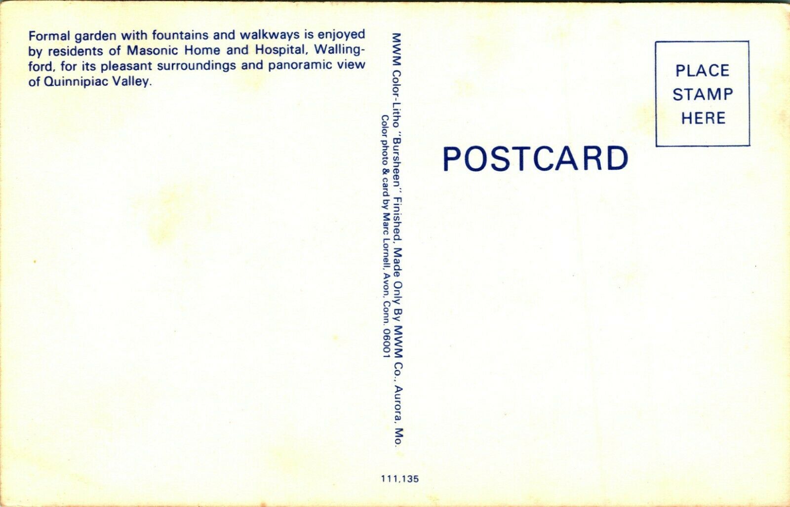 Formal Gardens Masonic Home and Hospital Wallingford CT Chrome Postcard ...